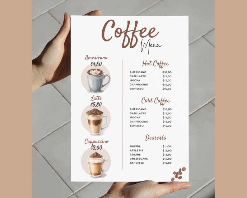 Coffee Menu, Coffee Shop Menu, Template, Cafe Menu, Price List ...
