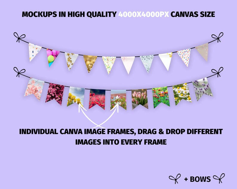 Bunting Canva, Garland Canva Frame Template, Bunting Sublimation, Drag ...