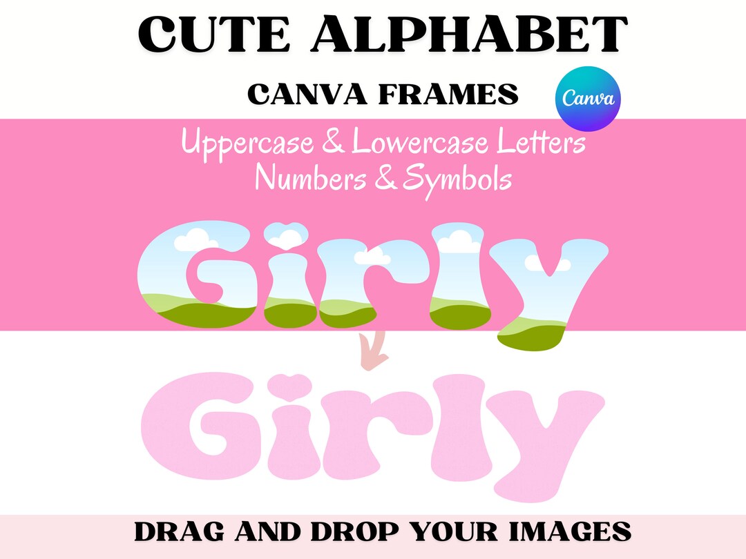 Doodle Alphabet Canva, Bubble Letters, Cute Font, Girly, Bold Large ...