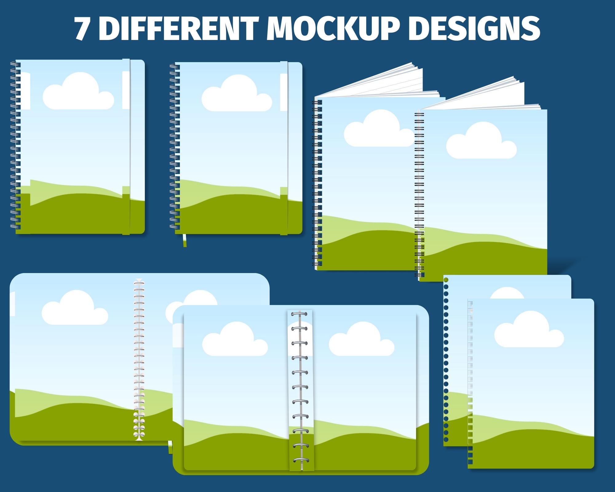 Spiral Notebook Mockup, Wirebound Book, Canva Template, Diary Mockup ...