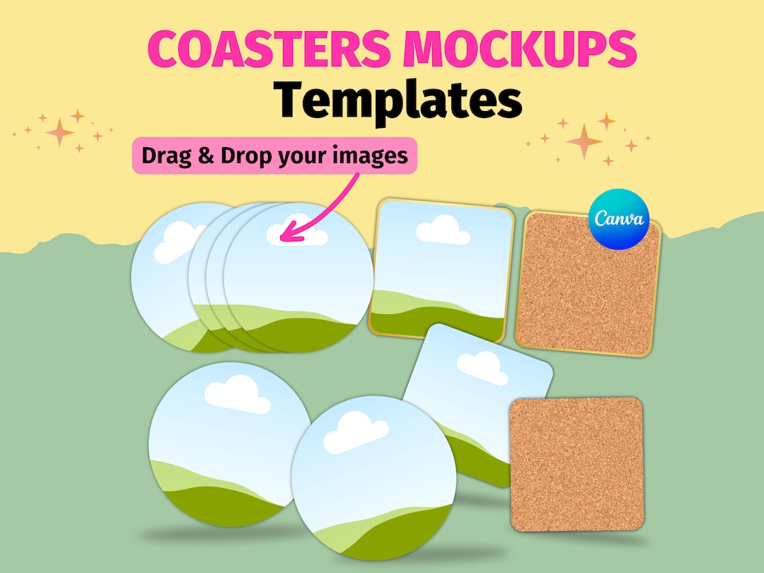 Coaster Mockup, Canva Template, Custom Coaster Mockup, Round Coaster ...