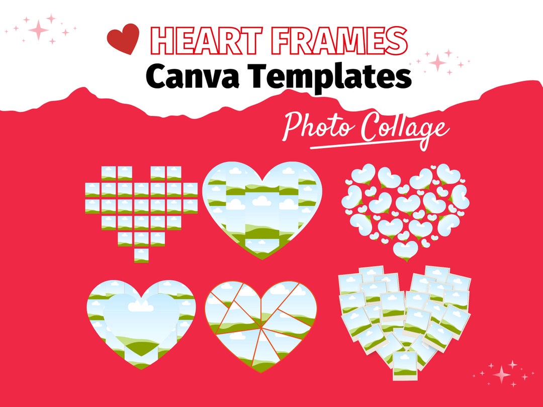 Heart Canva Frames, Photo Collage Heart Frames, Photography Heart ...