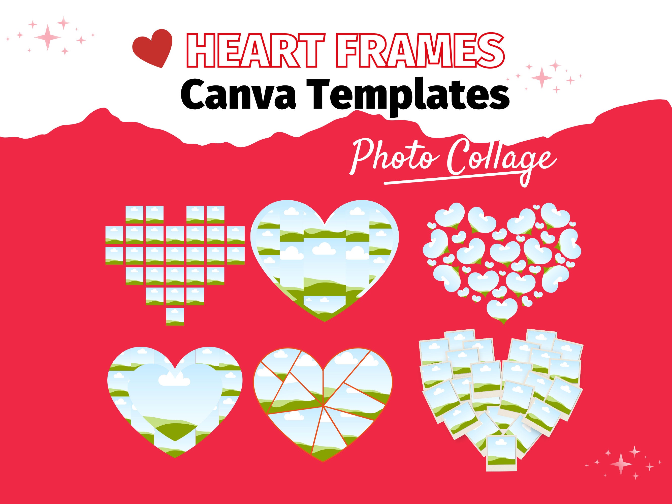 Heart Canva Frames, Photo Collage Heart Frames, Photography Heart ...
