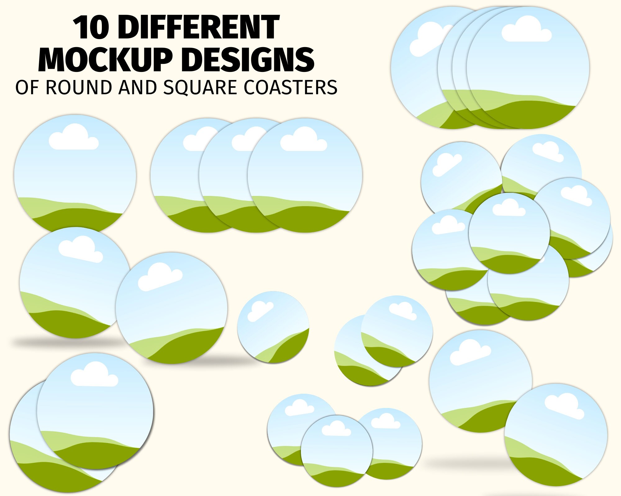 Coaster Mockup, Canva Template, Custom Coaster Mockup, Round Coaster ...