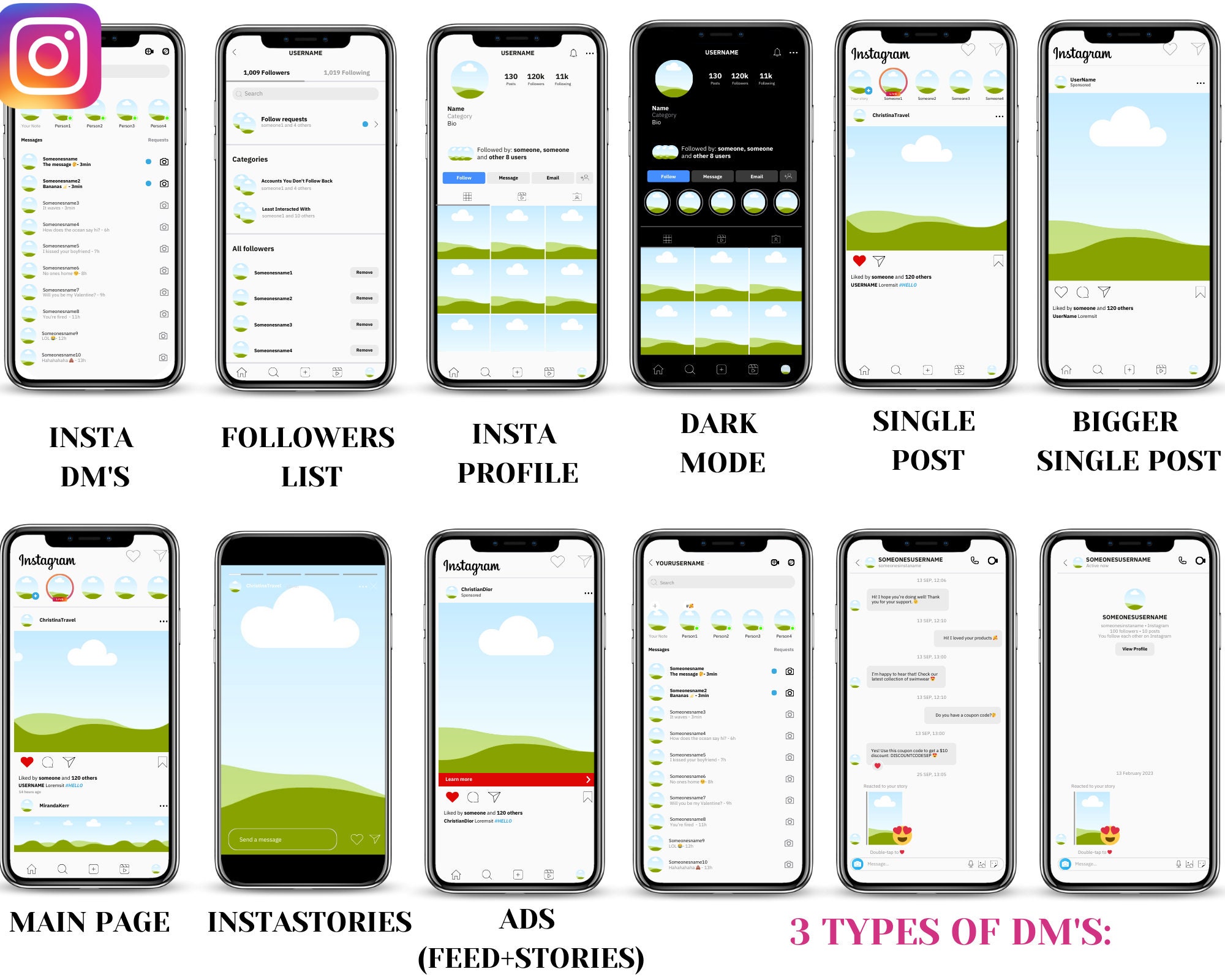 Editable Mega Bundle Social Media Mockups Facebook Tiktok Instagram ...