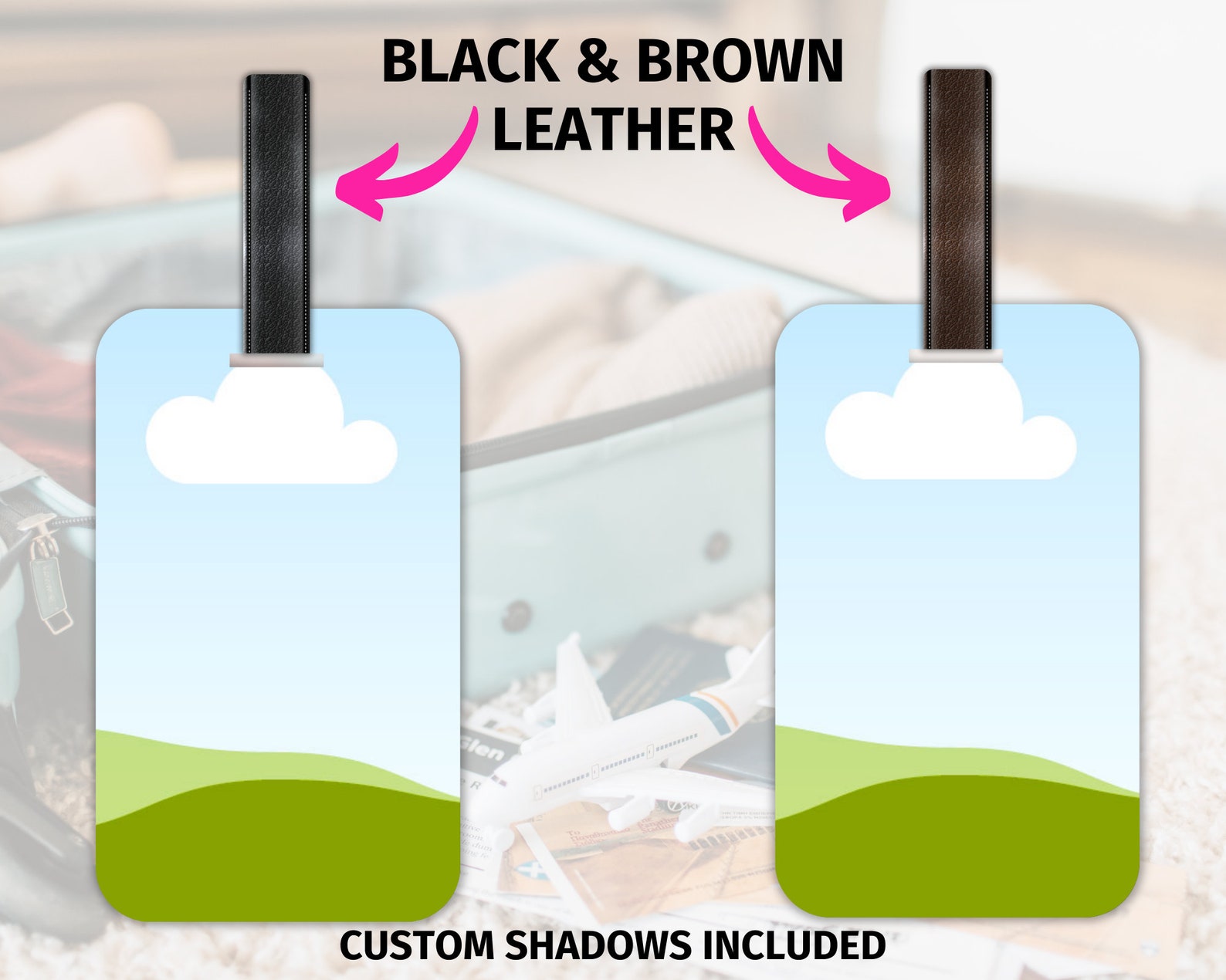 Sublimation Luggage Tags, Mockup, Luggage Tags Personalized, Leather ...