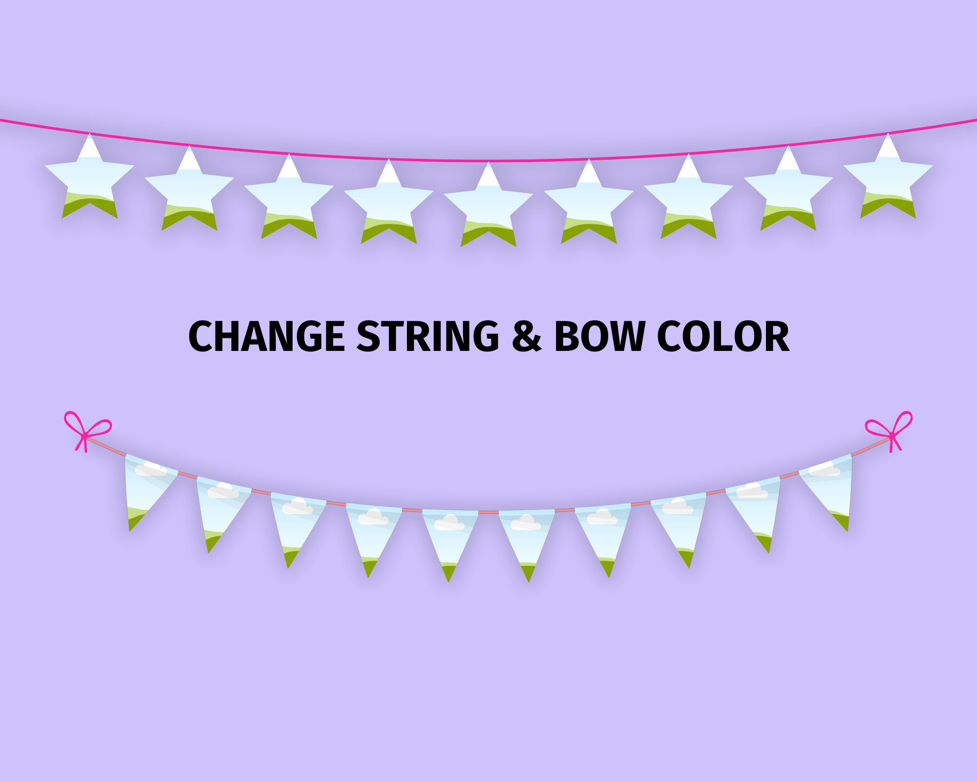 Bunting Canva, Garland Canva Frame Template, Bunting Sublimation, Drag ...
