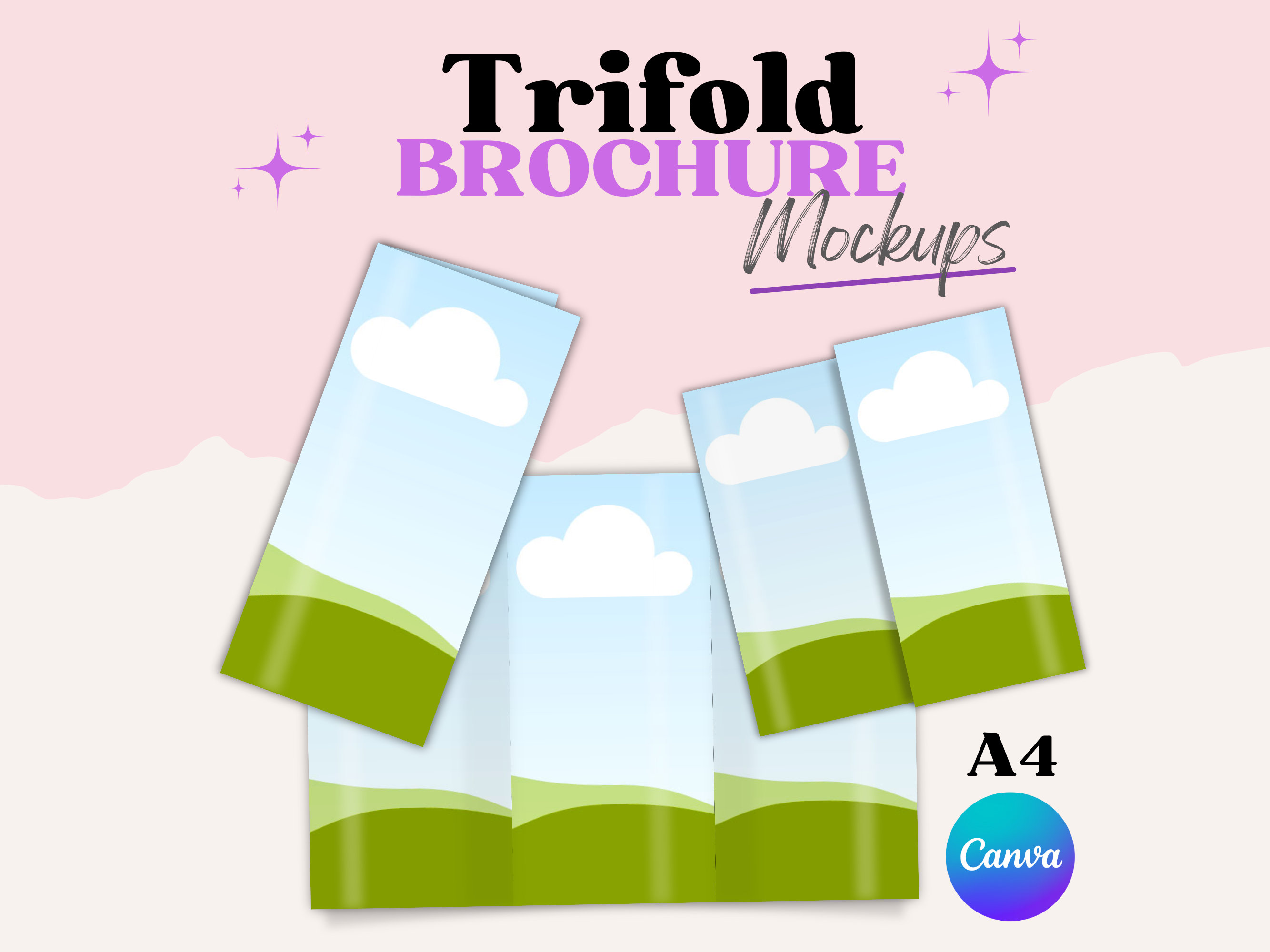 Trifold Brochure Mockup, Canva Template, A4 Size, Trifold Pamphlet ...