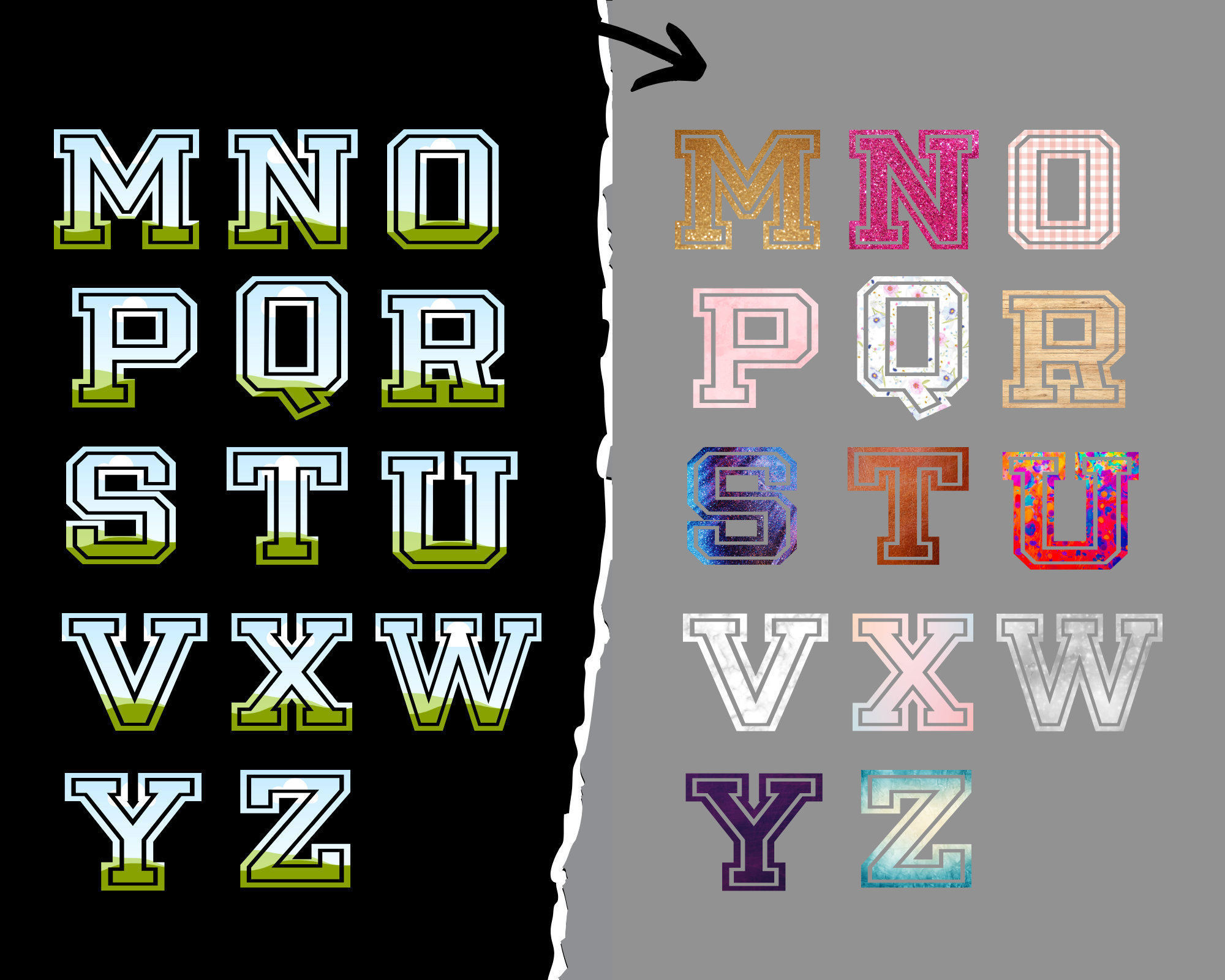 Varsity Canva Letters Font Alphabet Frames Varsity College Custom ...