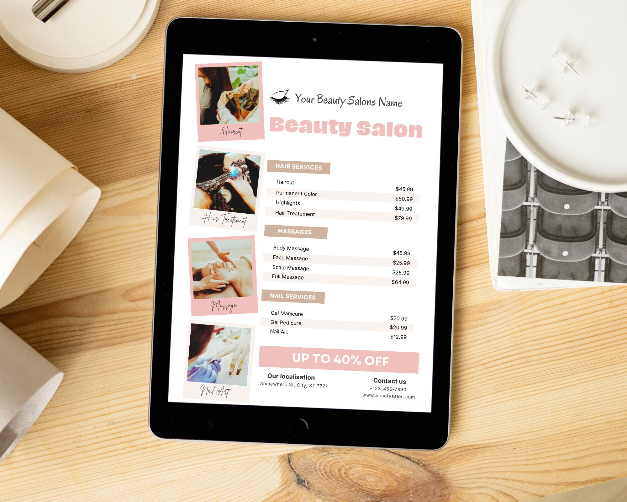 Editable Beauty Salon Flyer | Price List Canva Template | Nail Salon ...