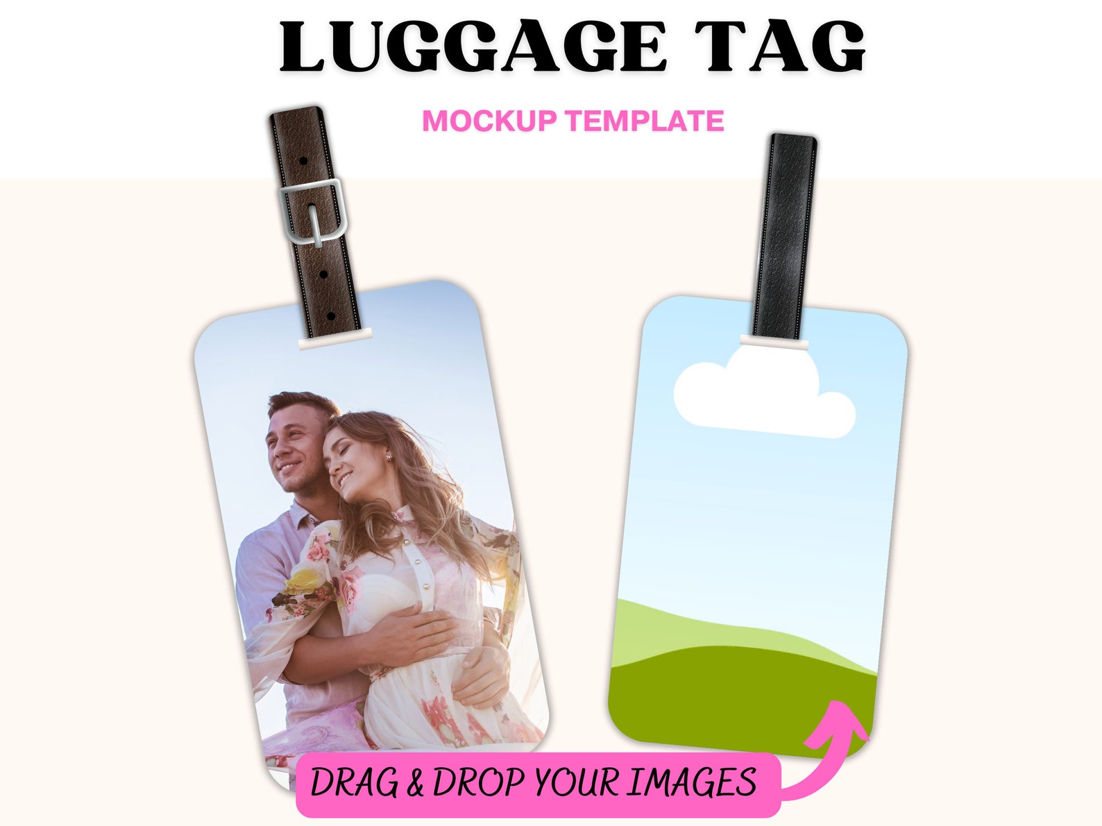 Sublimation Luggage Tags, Mockup, Luggage Tags Personalized, Leather ...