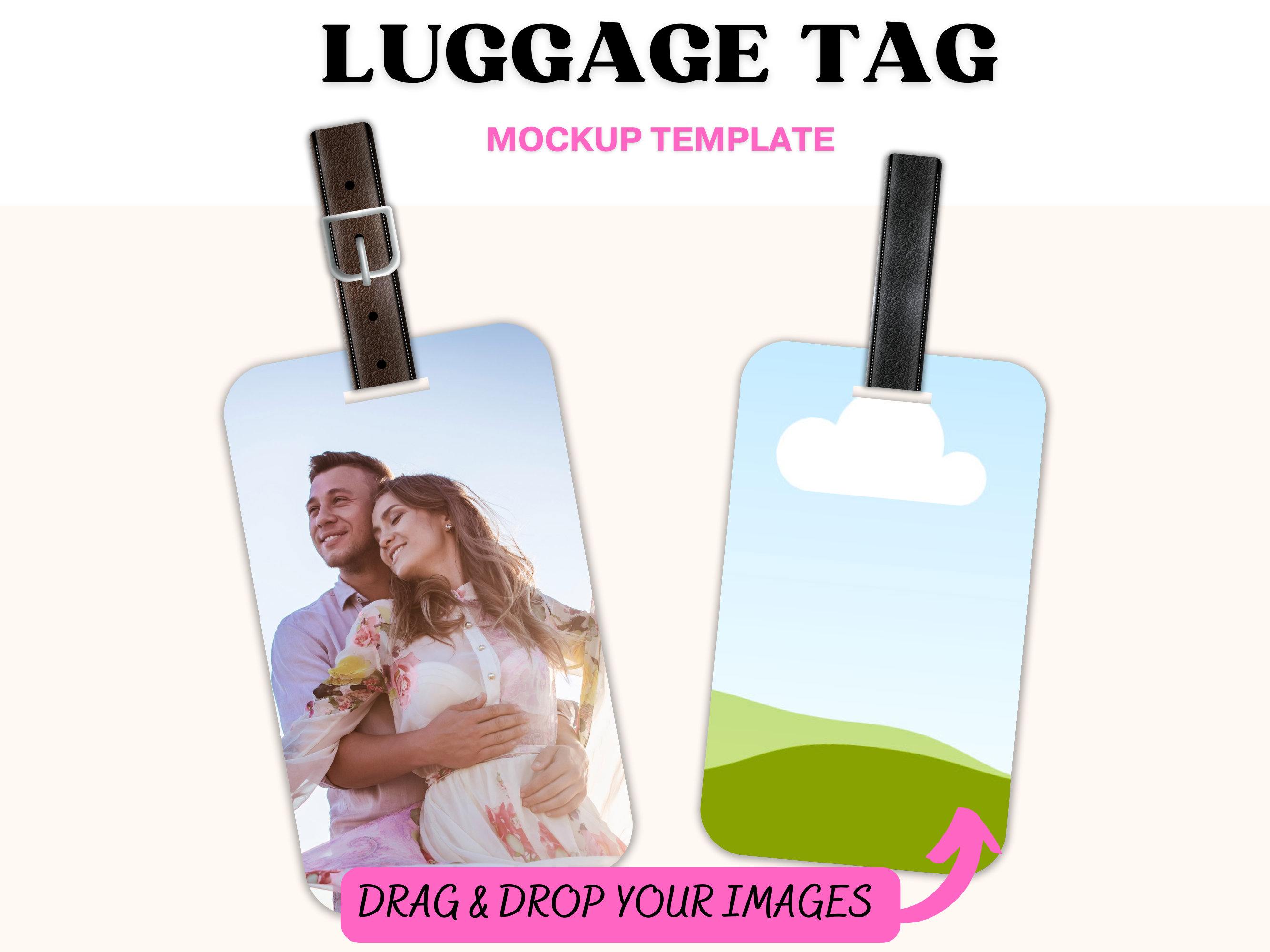 Sublimation Luggage Tags, Mockup, Luggage Tags Personalized, Leather ...