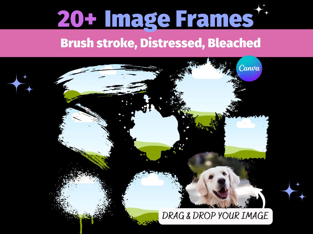 Distressed Canva Photo Effect Frames, Brush Stroke, Pain Splash, Grunge ...