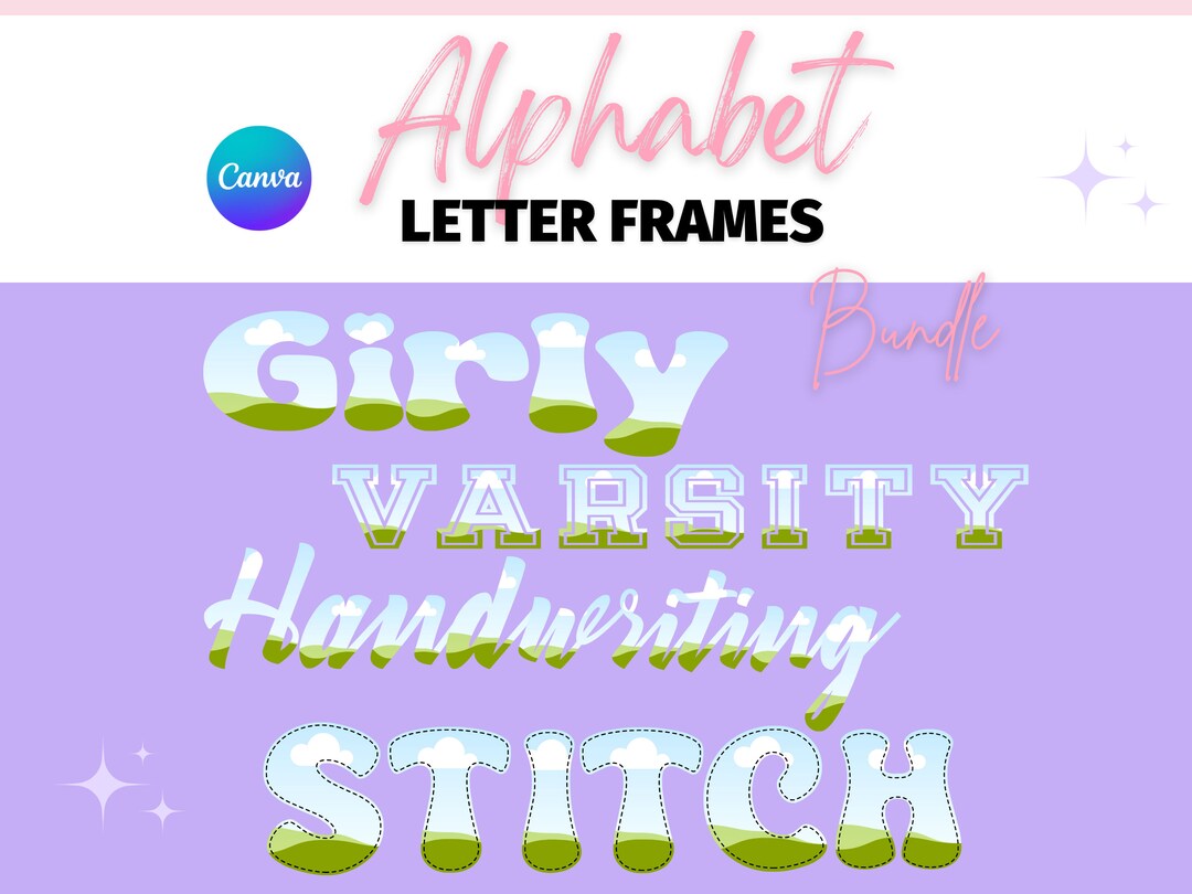 CANVA LETTERS BUNDLE Canva Alphabet Letters Canva Frame Template Doodle ...