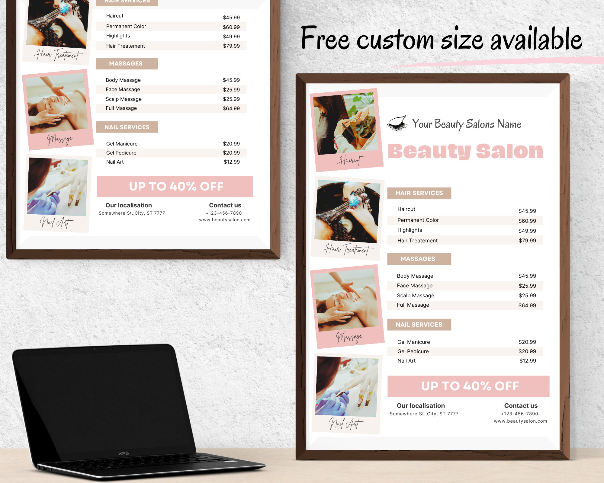 Editable Beauty Salon Flyer | Price List Canva Template | Nail Salon ...