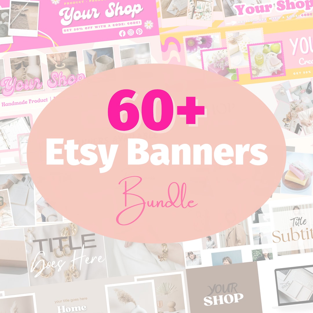 Etsy Banners Bundle, Pink Etsy Banners, Big Shop Banner Mockup, Etsy ...