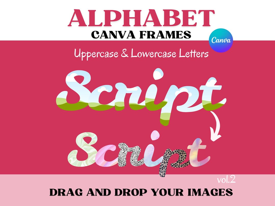 Script Canva Alphabet Frames, Handwriting Letters Canva, Customizable ...