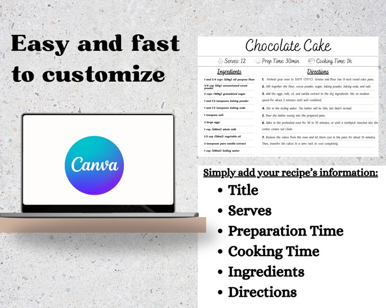 Editable Recipe Card Printable 6x4 Recipe Template Canva - Etsy
