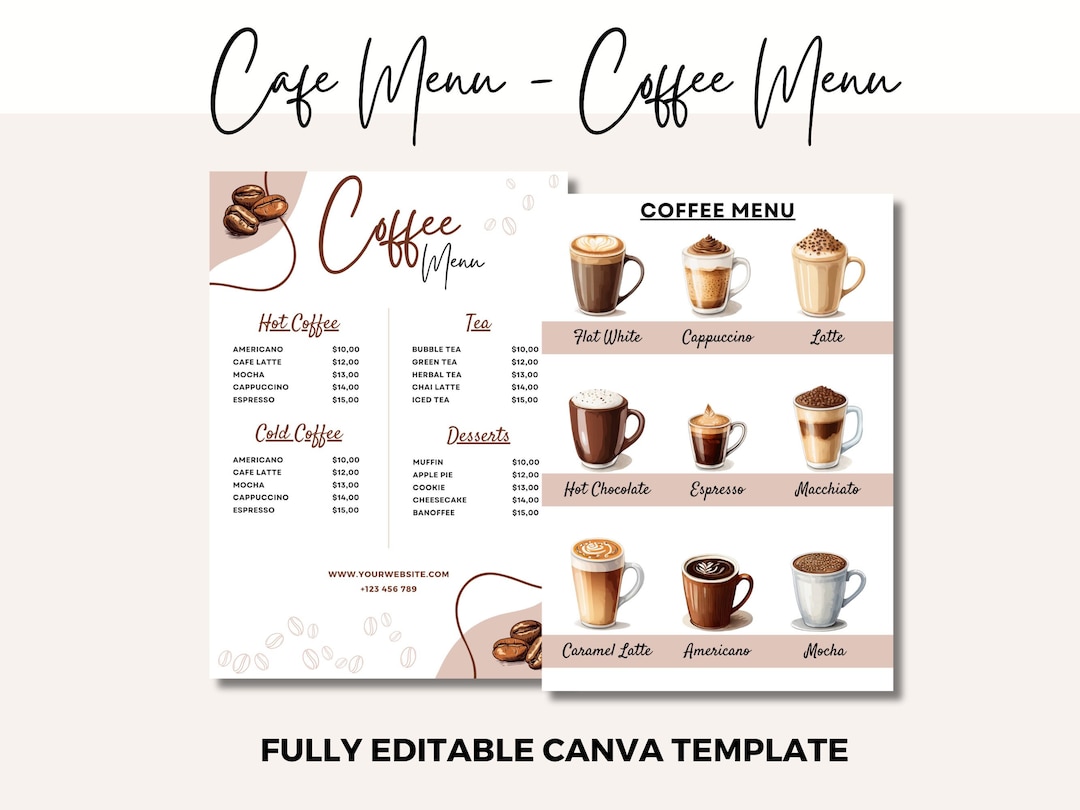 Coffee Menu, Coffee Shop Menu, Template, Cafe Menu, Price List ...