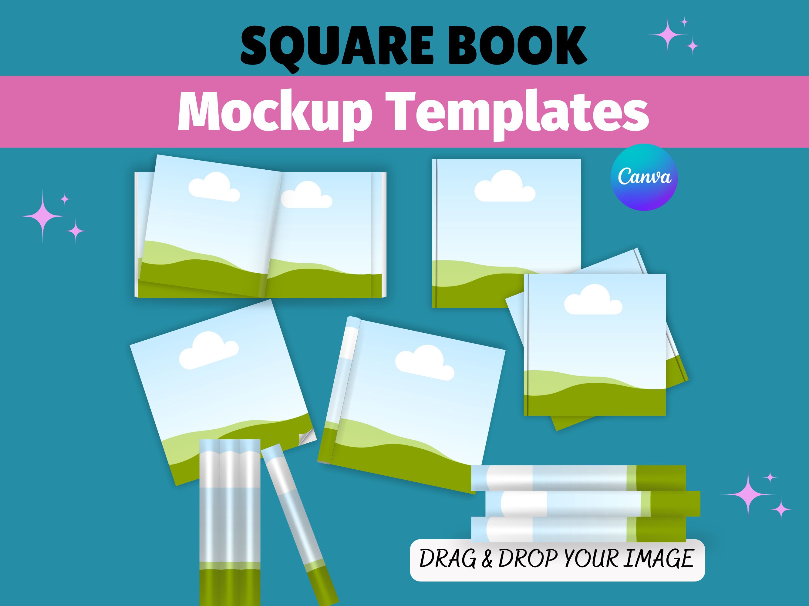 Square Book Mockup, Square Magazine Mockup, Square Coloring Book ...