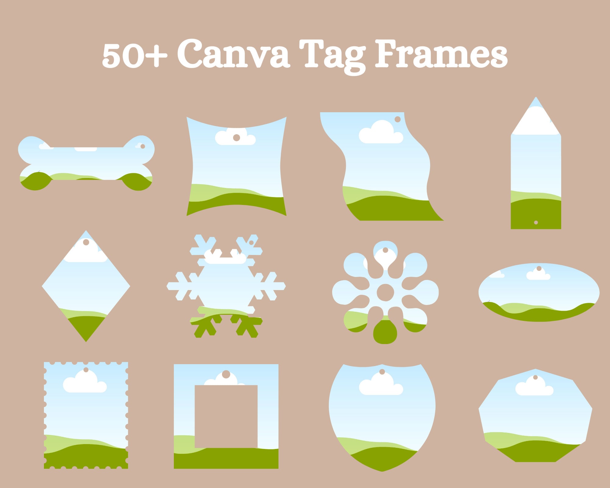 50 Custom Tags, Canva Tag Templates, Drag and Drop Your Image, Editable ...