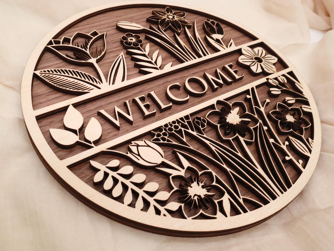 Personalized 3D Door Sign | From 25 Cm Made of Walnut and Maple Wood ...