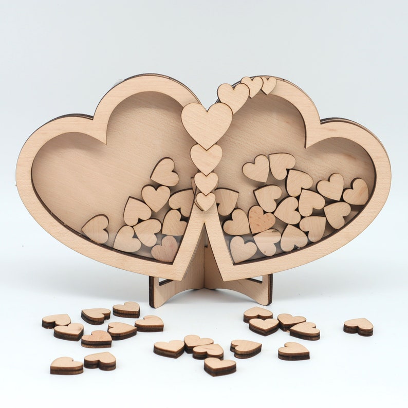 GUEST BOOK MADE OF WOOD Two Hearts for Weddings, Birthdays and ...