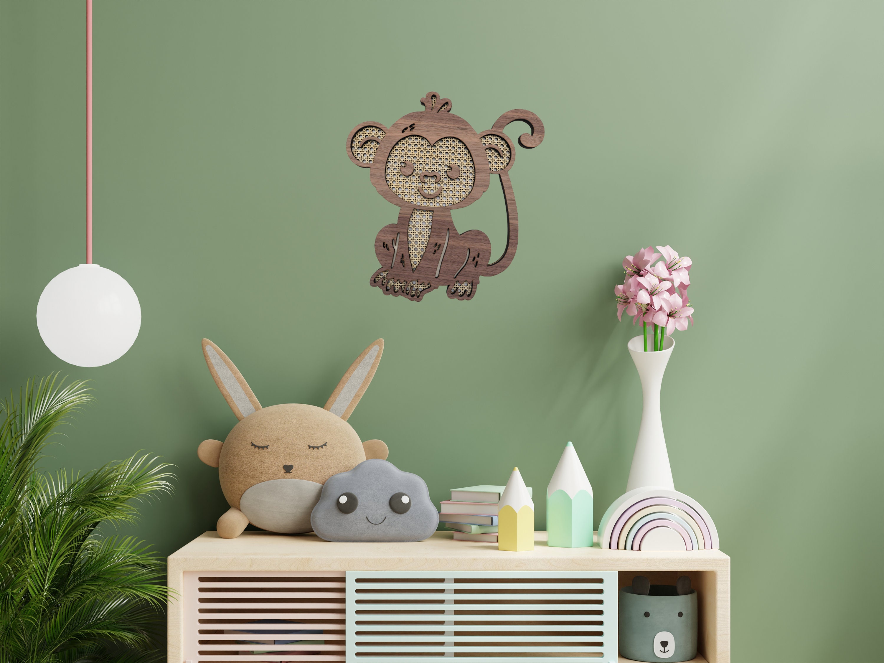 CUTE MONKEY WALL SIGN Scandinavian Monkey Boho Monkey Nursery Cute ...