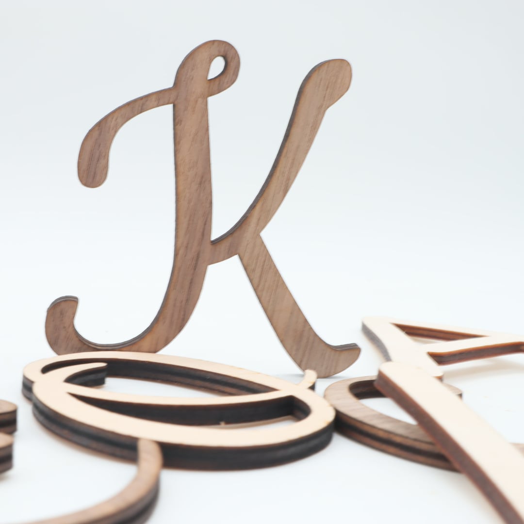Wooden Letters 5 Mm Walnut Maple, Natural Wood Letters, Personalized ...