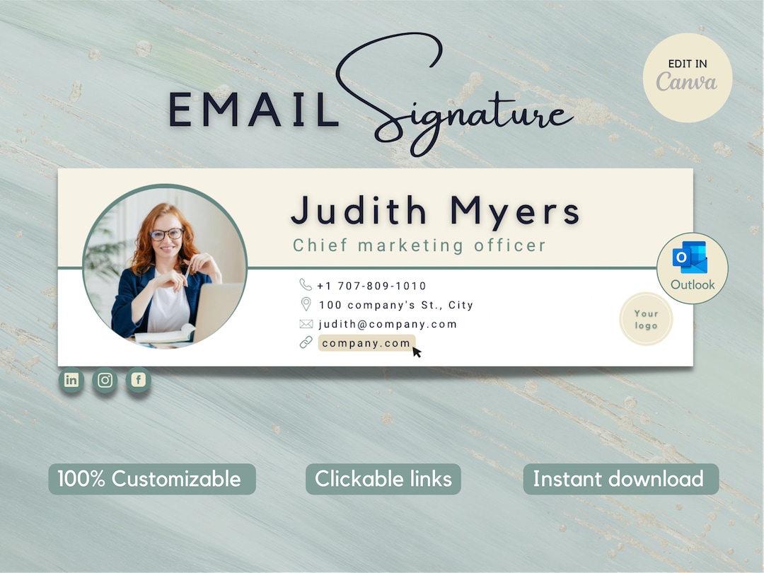 Email Signature Template Outlook Signature Editable Canva - Etsy
