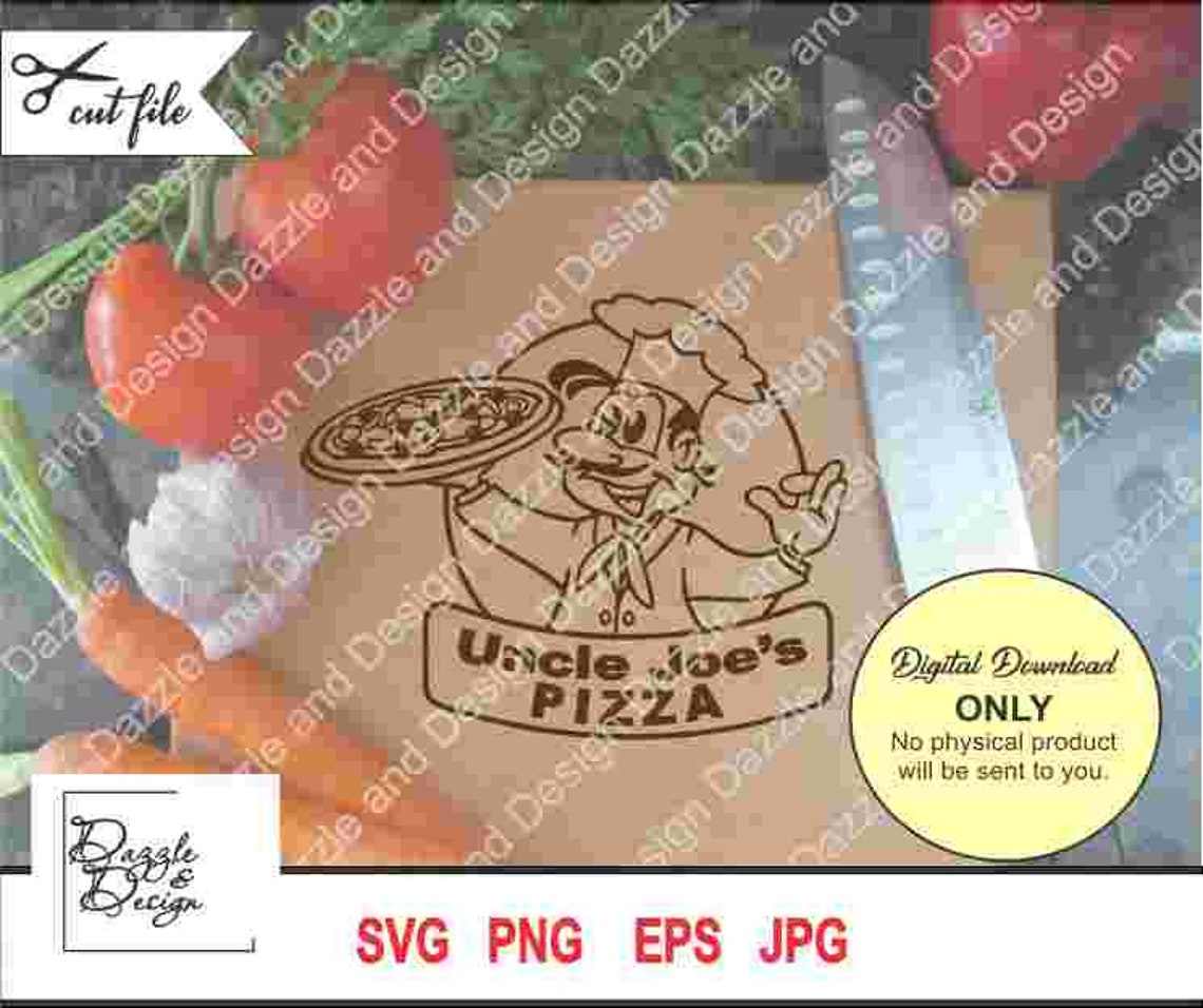 Pizza Chef SVG File (includes Svg, Eps, Png, Jpeg Formats). Engrave or ...