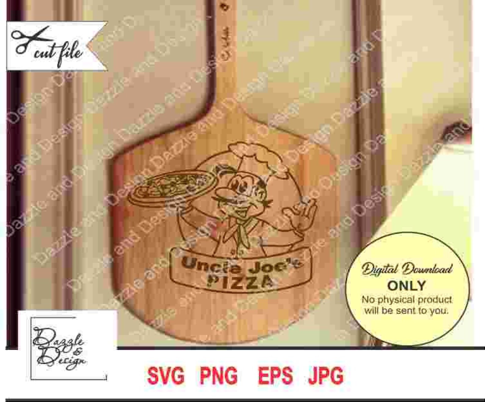 Pizza Chef SVG File (includes Svg, Eps, Png, Jpeg Formats). Engrave or ...