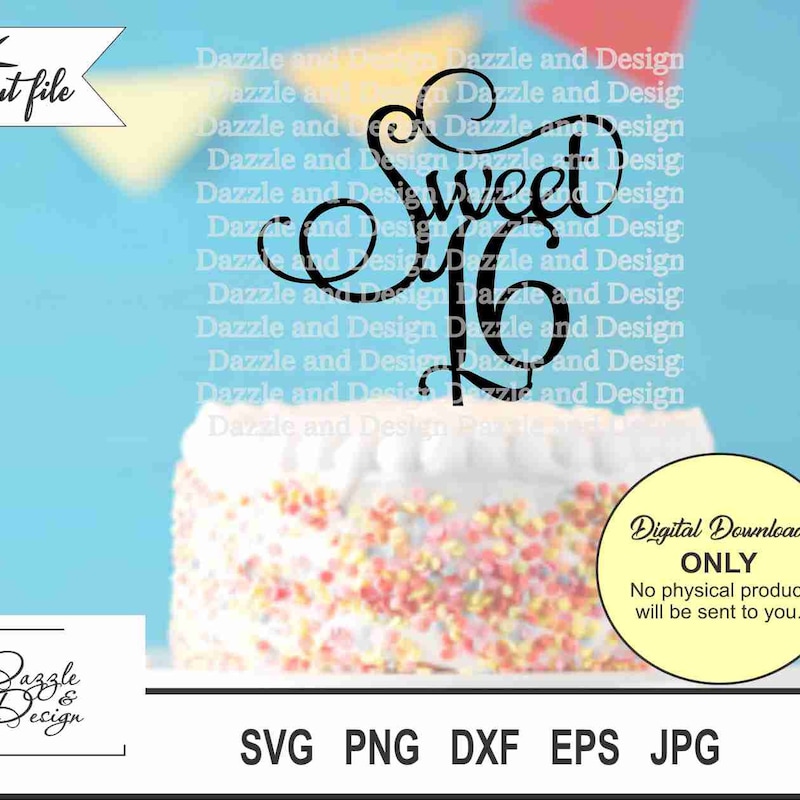 Sweet 16 Card Cake Topper - Etsy