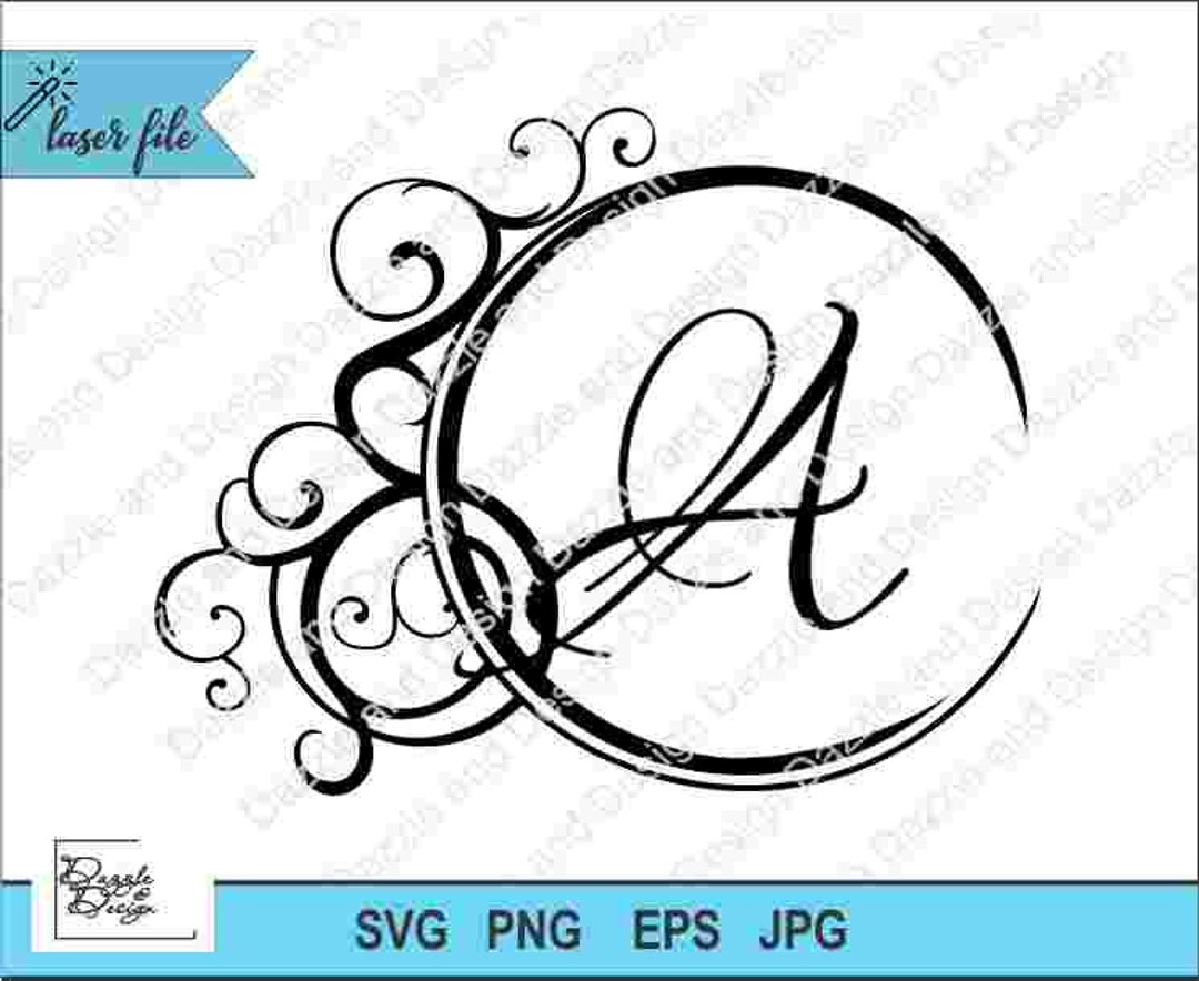 Fancy, Contemporary Monogram SVG File (includes Svg, Eps, Dxf, Png ...