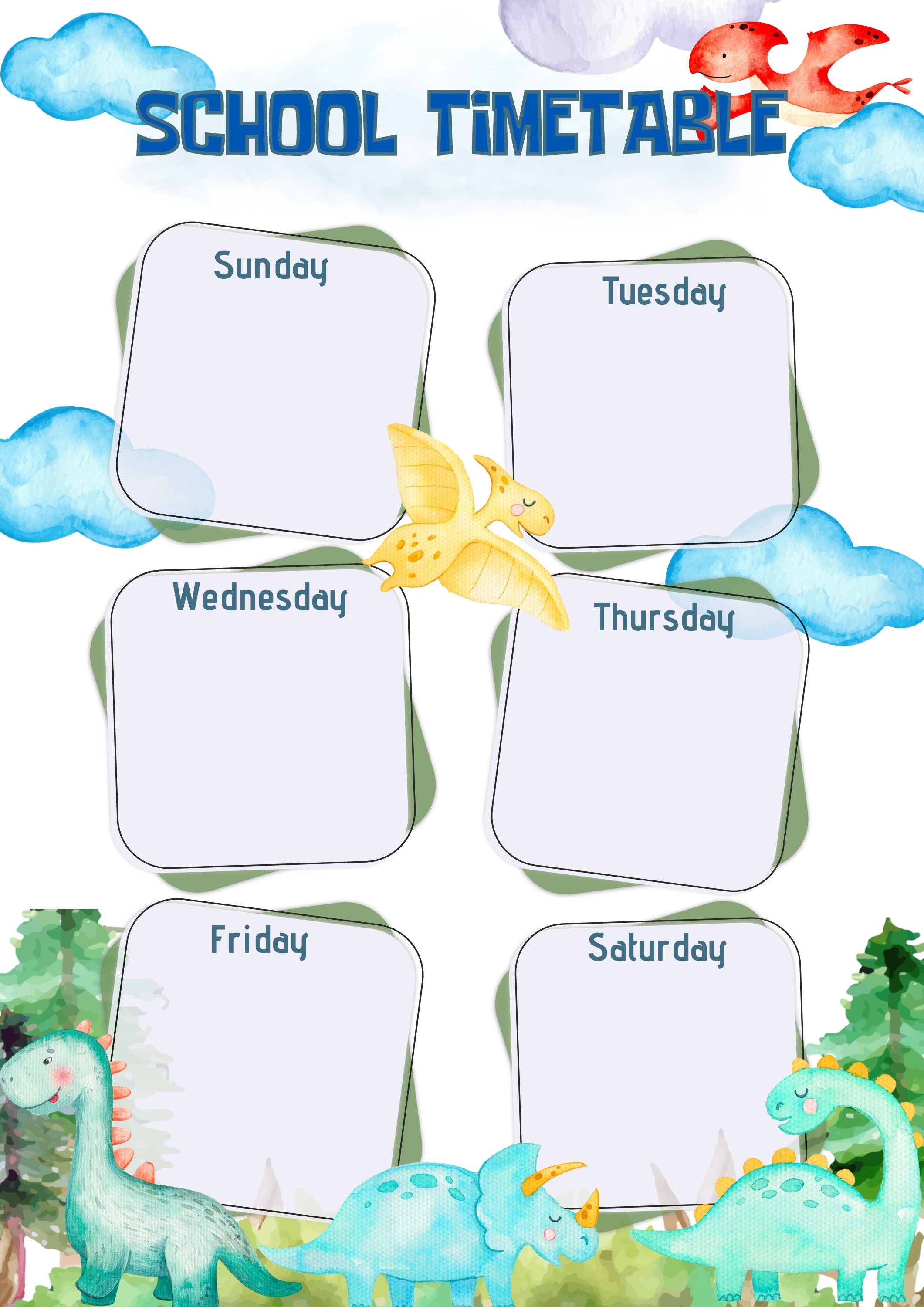 Printable Digital Planner for Kids School Timetable & Homework Tracker ...