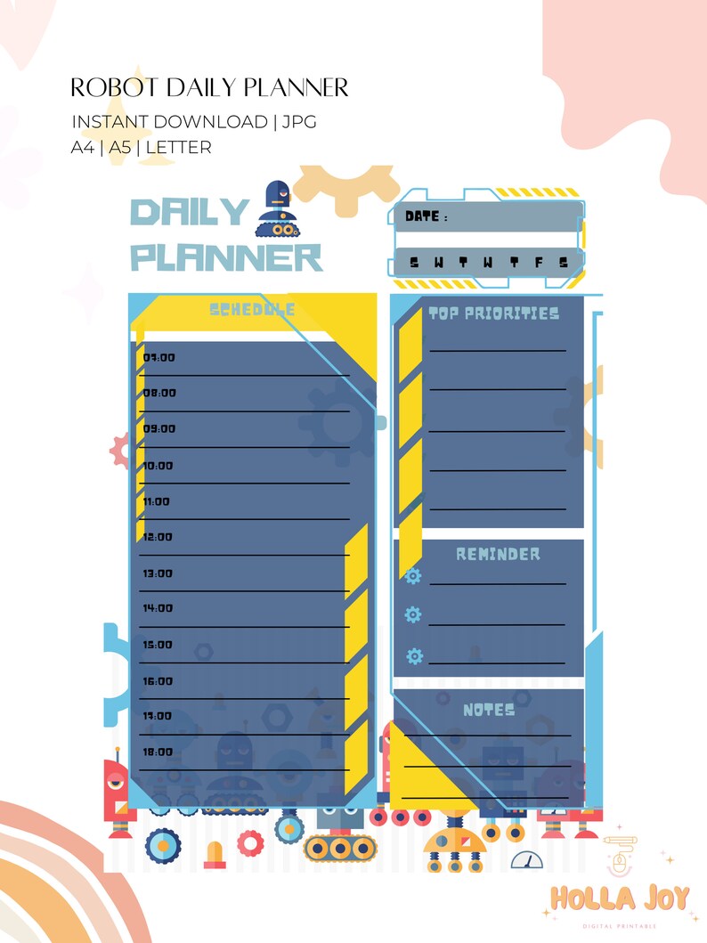 Printable Digital Planner for Kids School Timetable & Homework Tracker ...