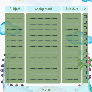 Printable Digital Planner for Kids School Timetable & Homework Tracker ...