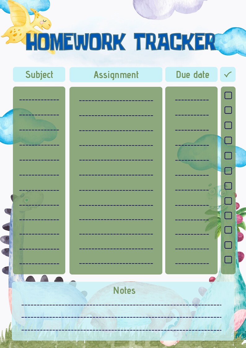 Printable Digital Planner for Kids School Timetable & Homework Tracker ...