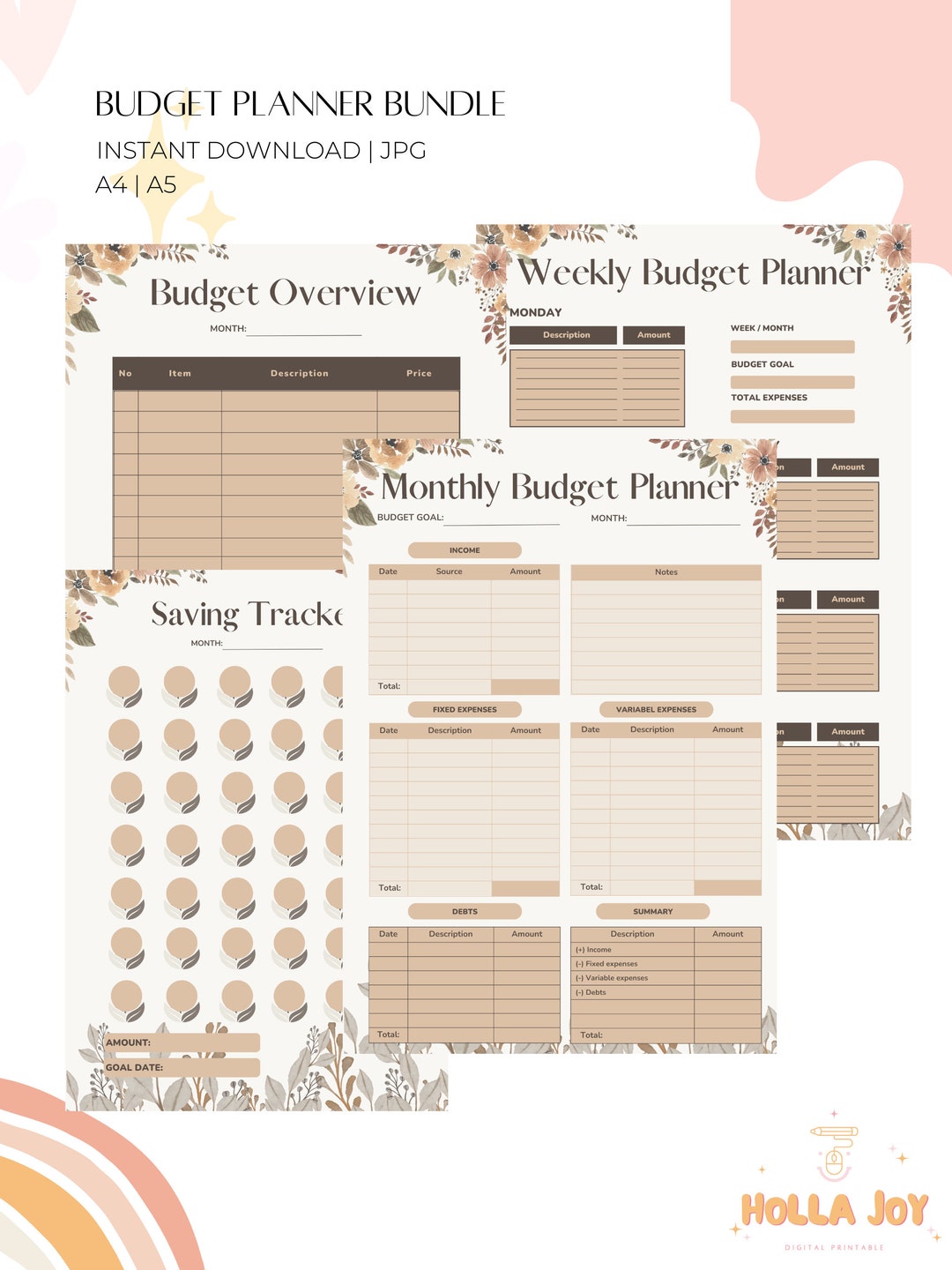 Printable Digital Personal Budget Planner Bundle (weekly, Monthly ...