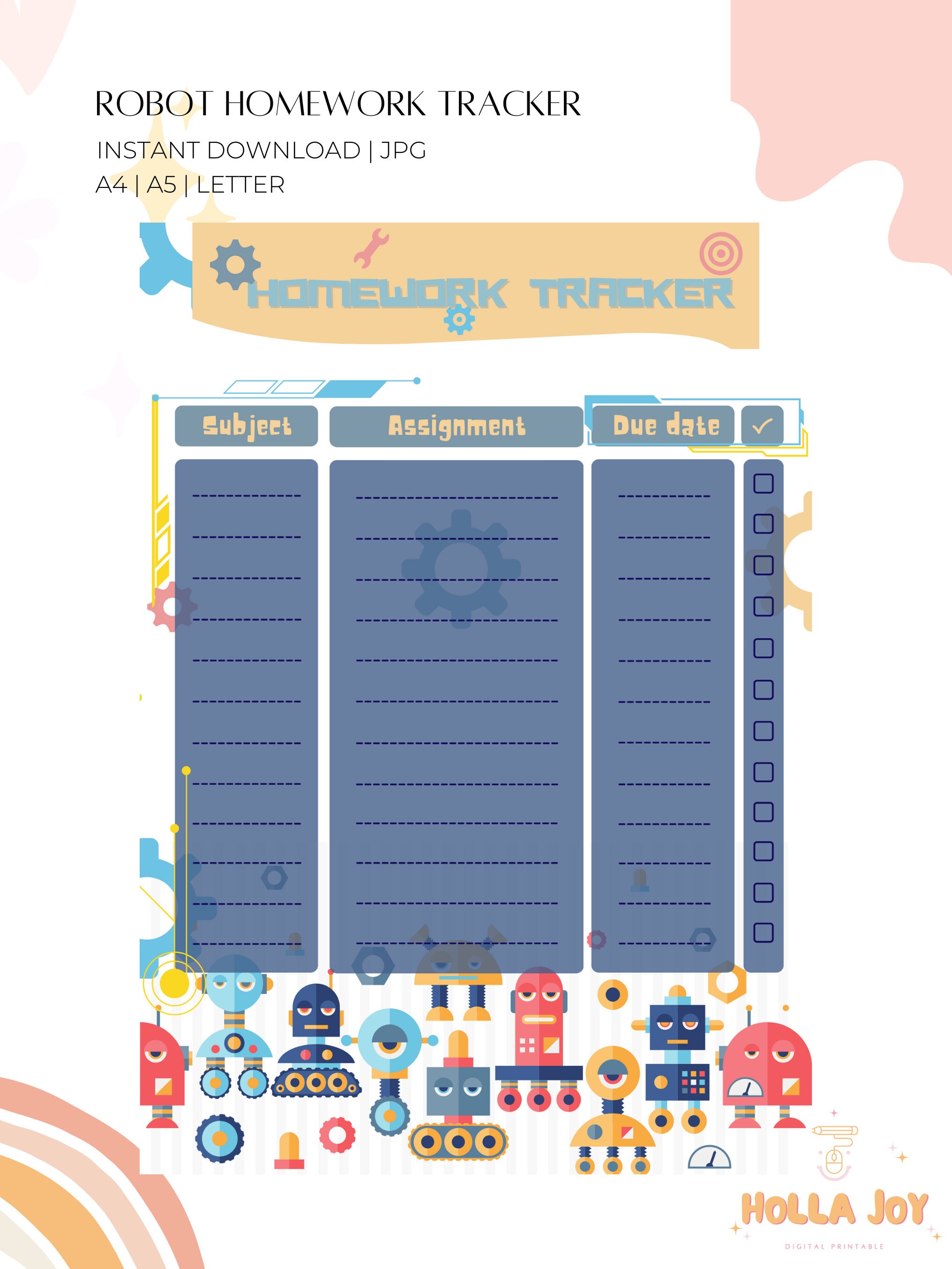 Printable Digital Planner for Kids School Timetable & Homework Tracker ...