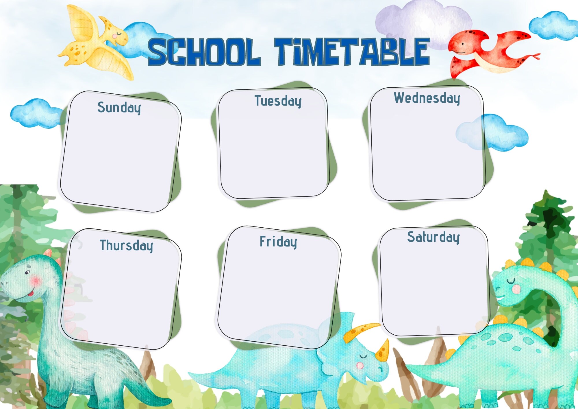 Printable Digital Planner for Kids School Timetable & Homework Tracker ...