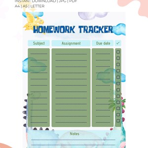 Printable Digital Planner for Kids School Timetable & Homework Tracker ...