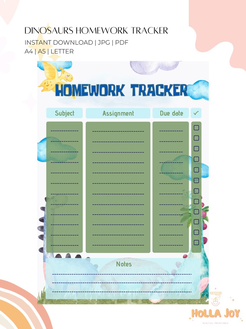 Printable Digital Planner for Kids School Timetable & Homework Tracker ...