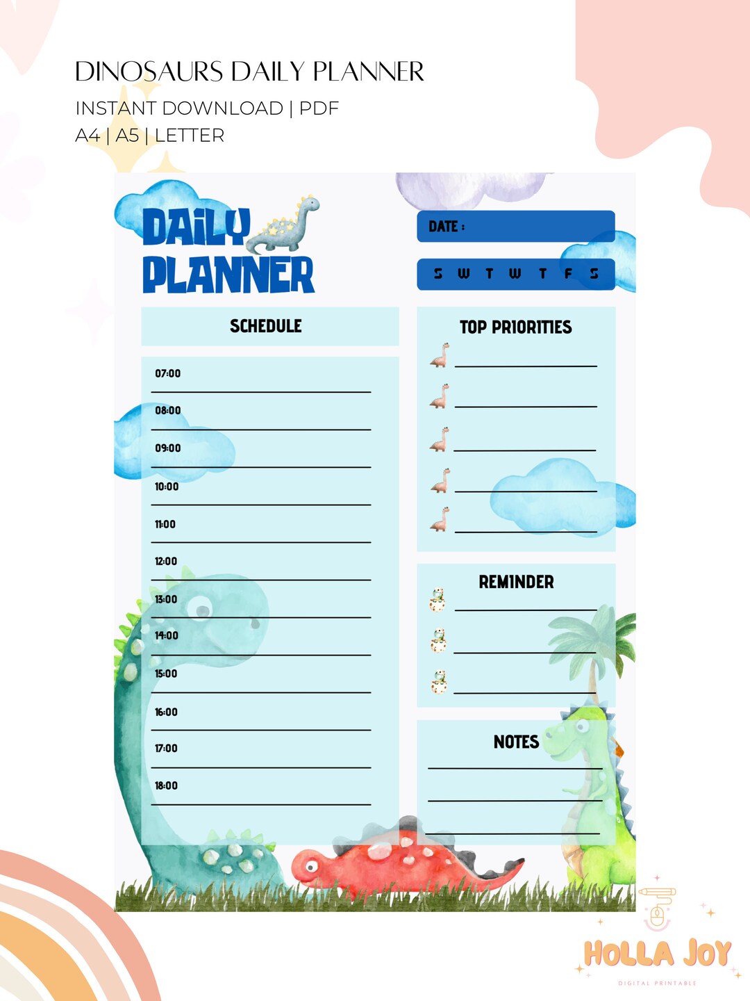 Printable Digital Planner for Kids School Timetable & Homework Tracker ...