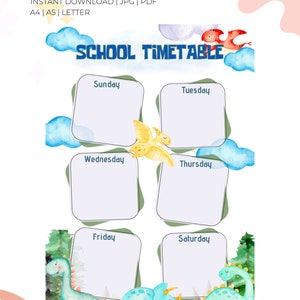 Printable Digital Planner for Kids School Timetable & Homework Tracker ...