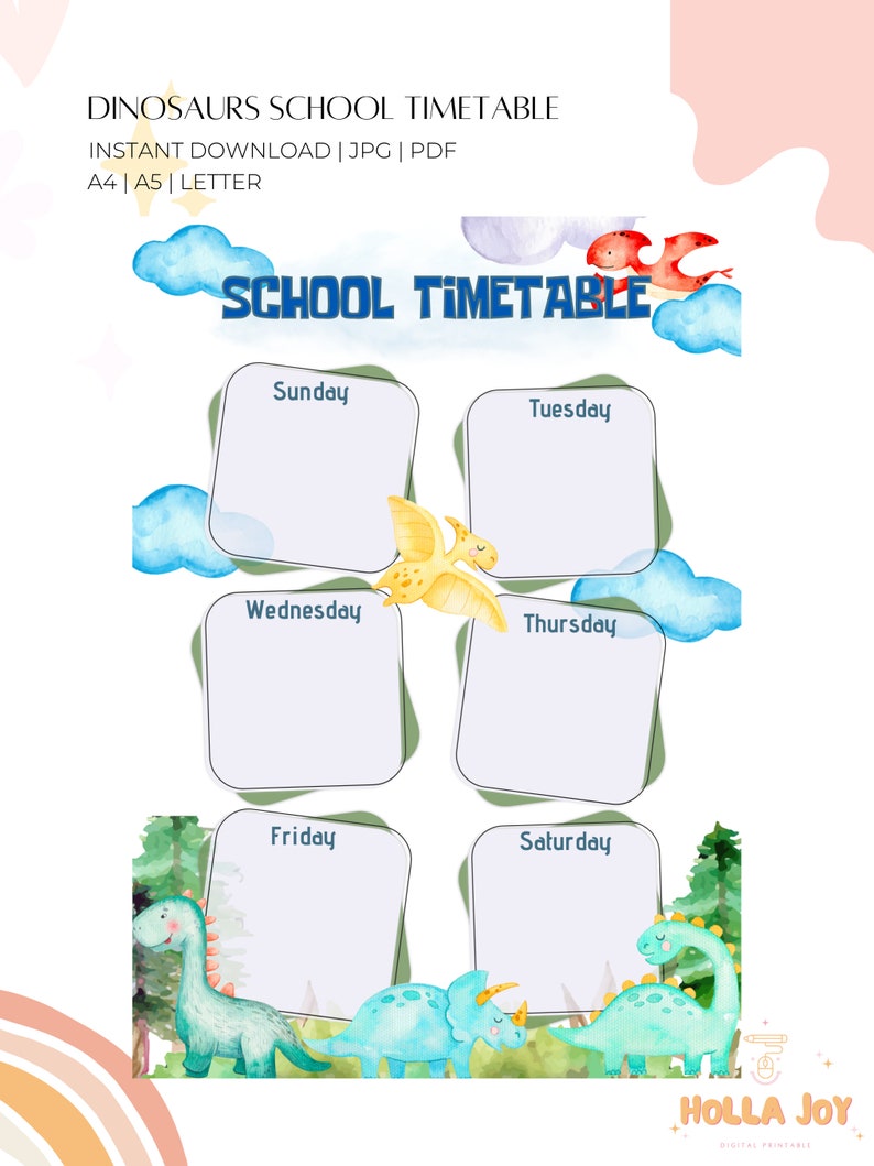 Printable Digital Planner for Kids School Timetable & Homework Tracker ...