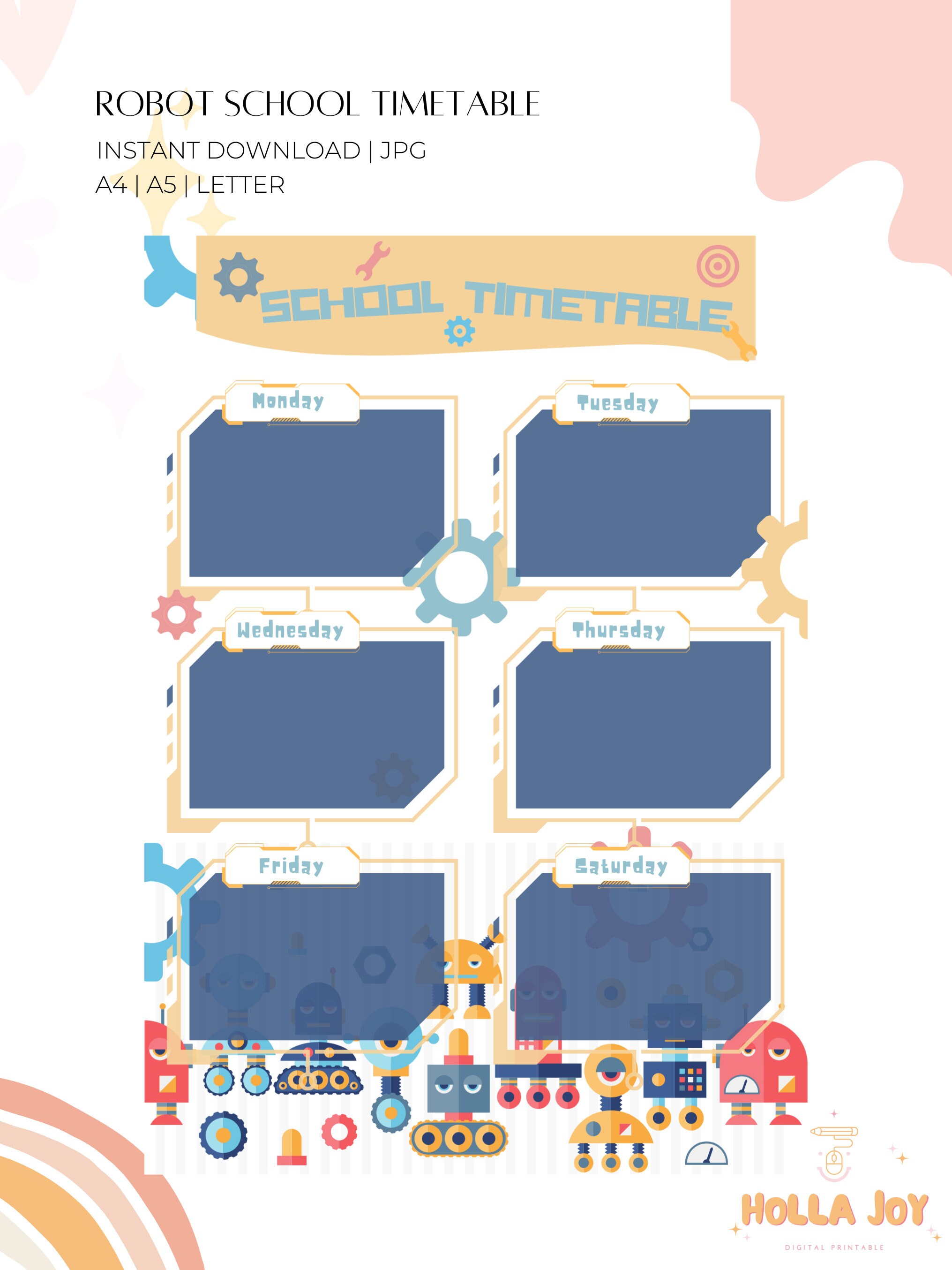 Printable Digital Planner for Kids School Timetable & Homework Tracker ...