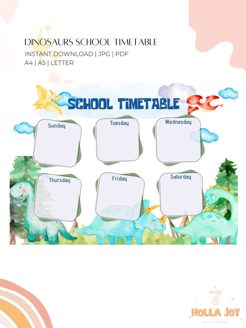 Printable Digital Planner for Kids School Timetable & Homework Tracker ...