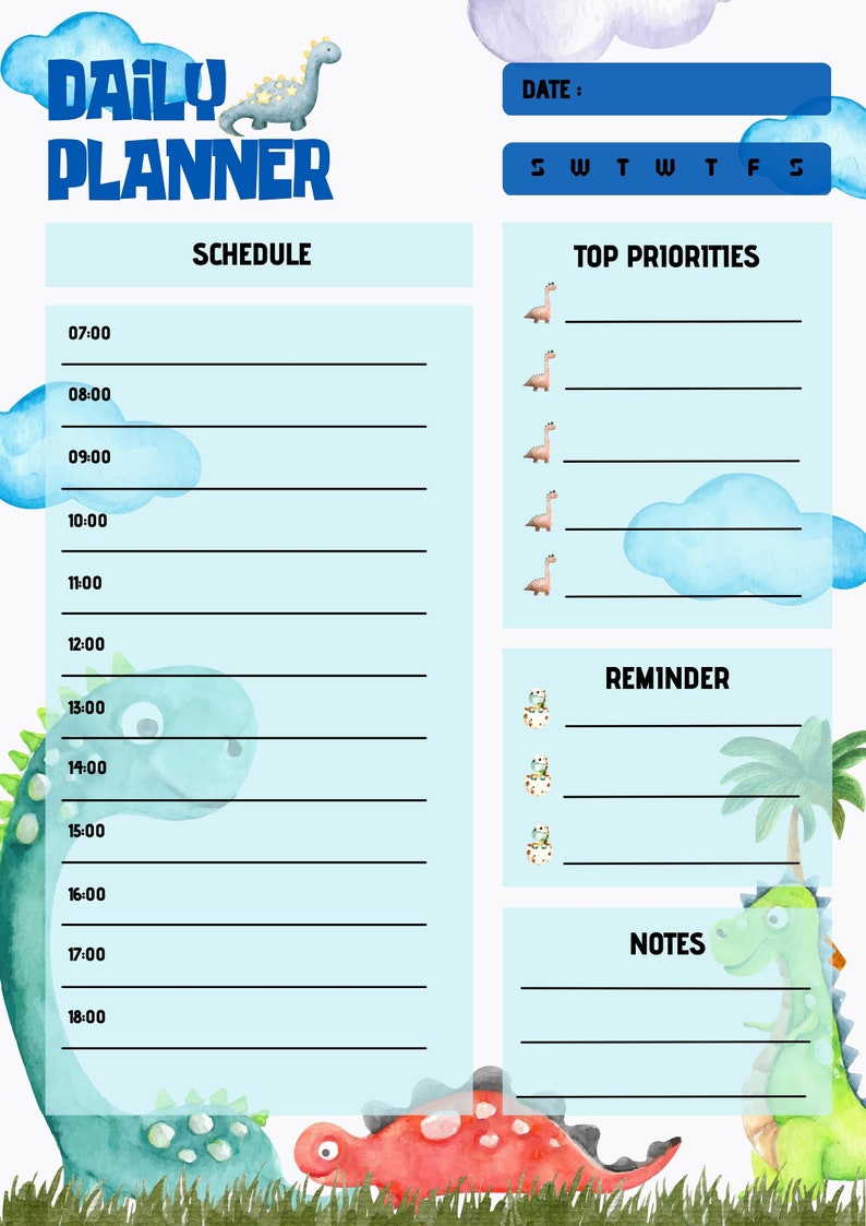 Printable Digital Planner for Kids School Timetable & Homework Tracker ...