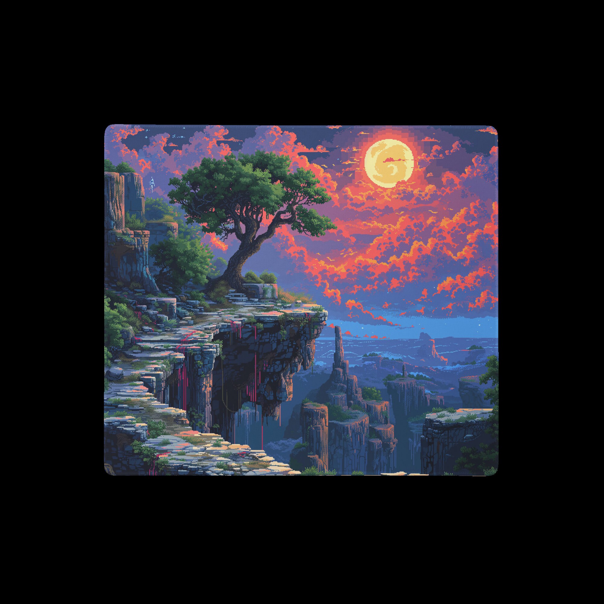 Retro Pixel Art Cliffside Sunrise Gaming Mouse Pad Epic Landscape - Etsy